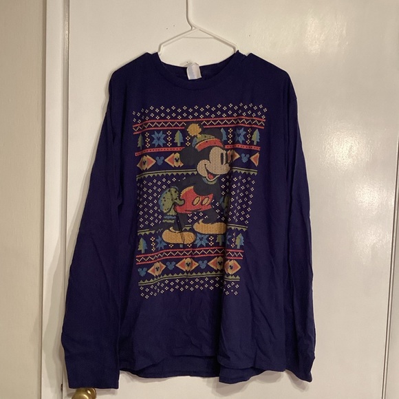 Disney | Shirts | Disney Navy Blue Long Sleeve Shirt Mickey Mouse ...